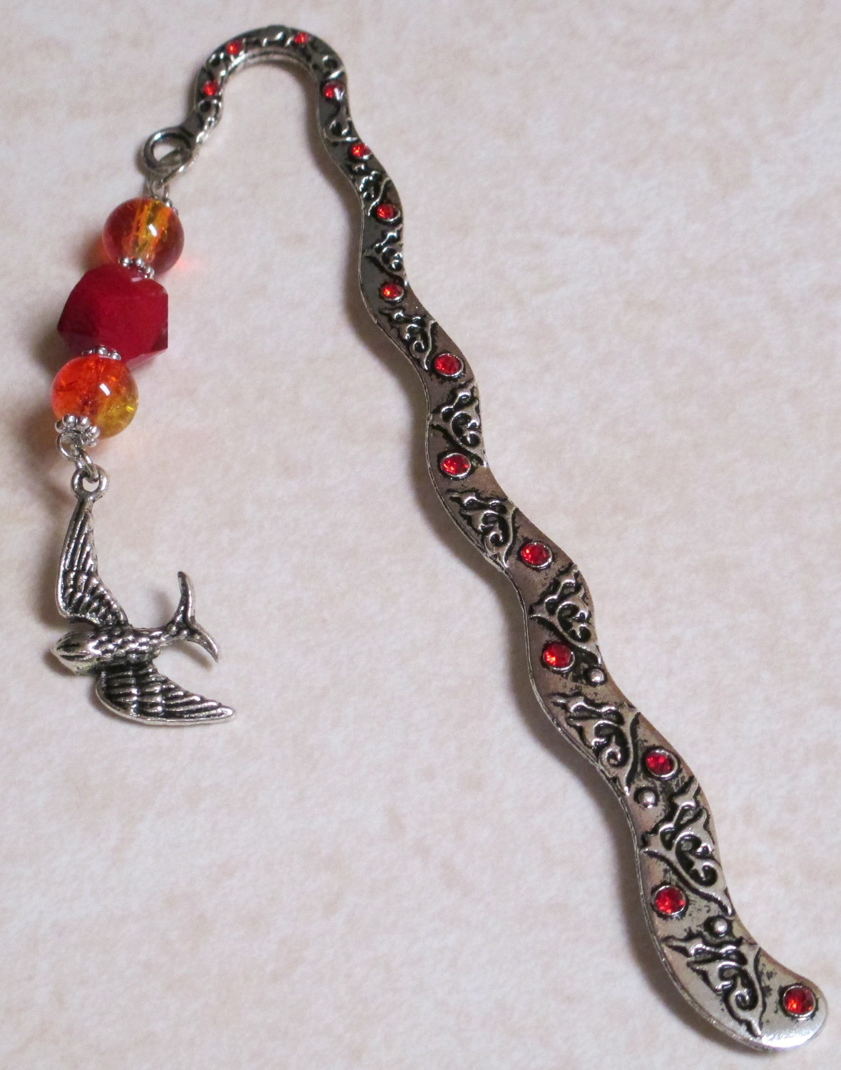 Fire Bird Adventure Beaded Metal Bookmark - Sparkle By Monica