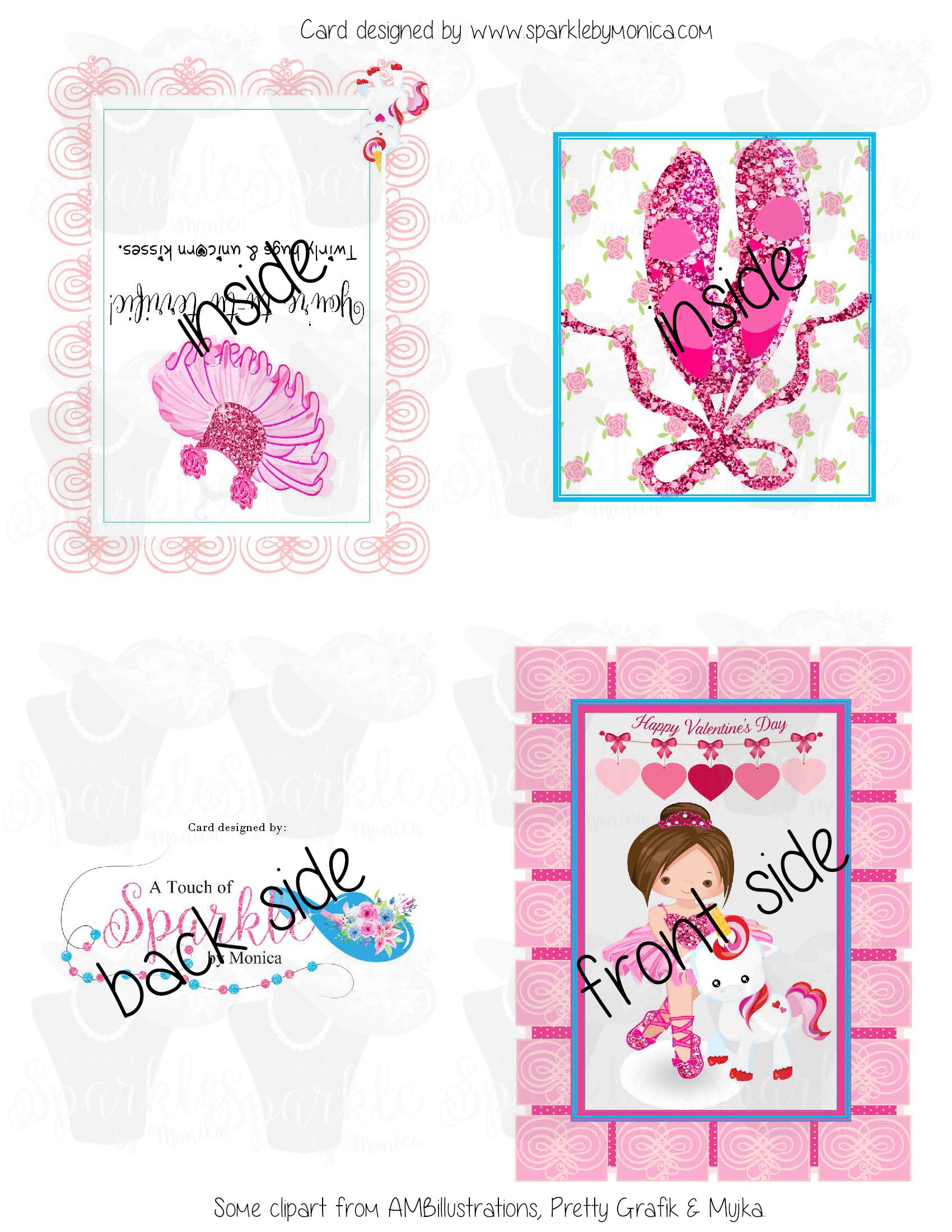 Brunette Ballerina Printable Valentine Card: Instant Download - Sparkle ...